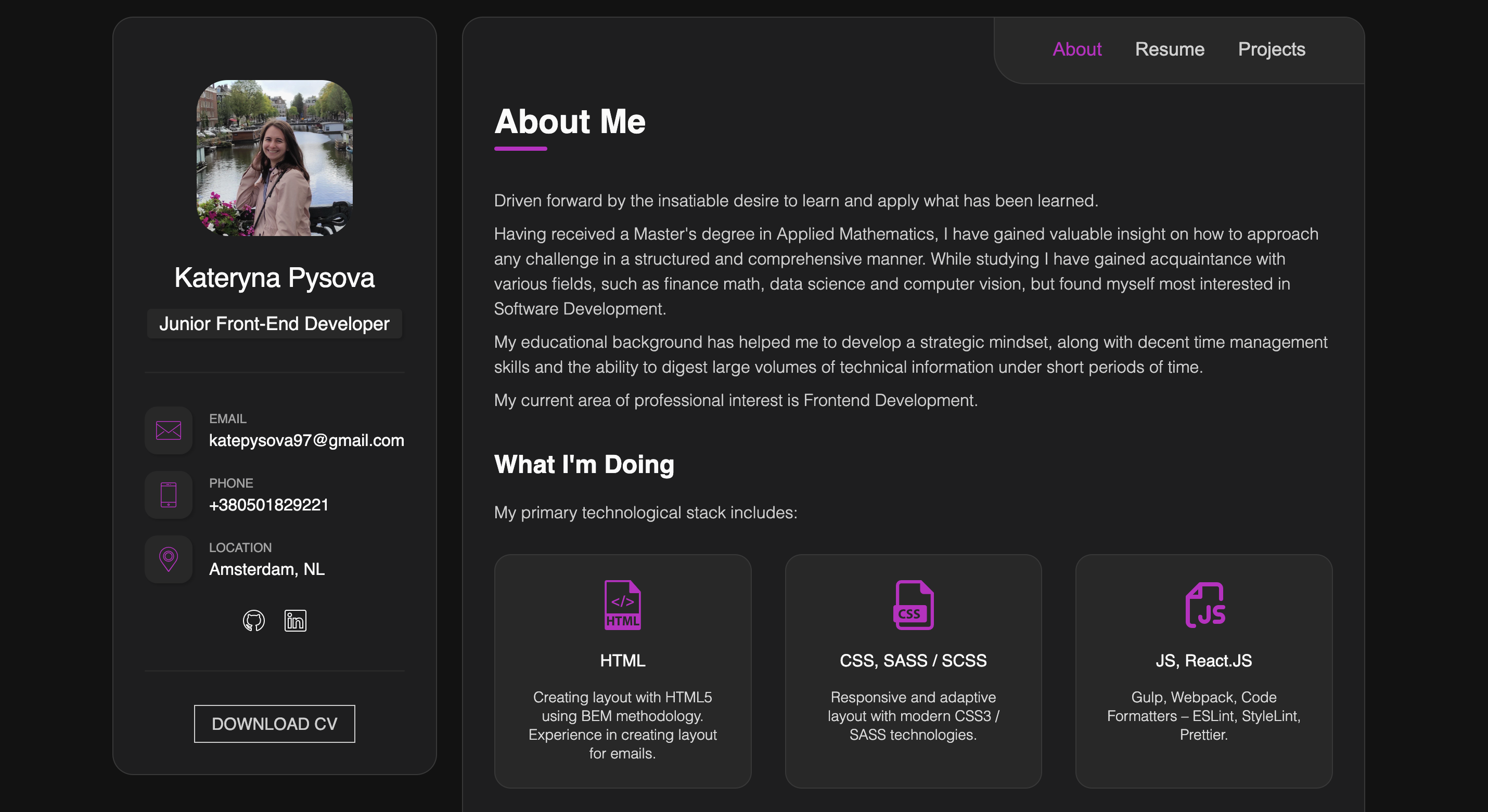 Pysova Kateryna - CV